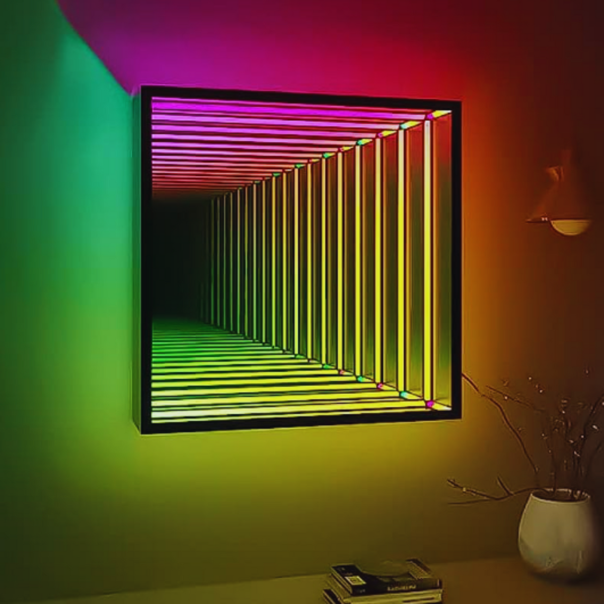 Square Neon Light Infinity Mirror 50x50 cm | Neon Sign Design Australia